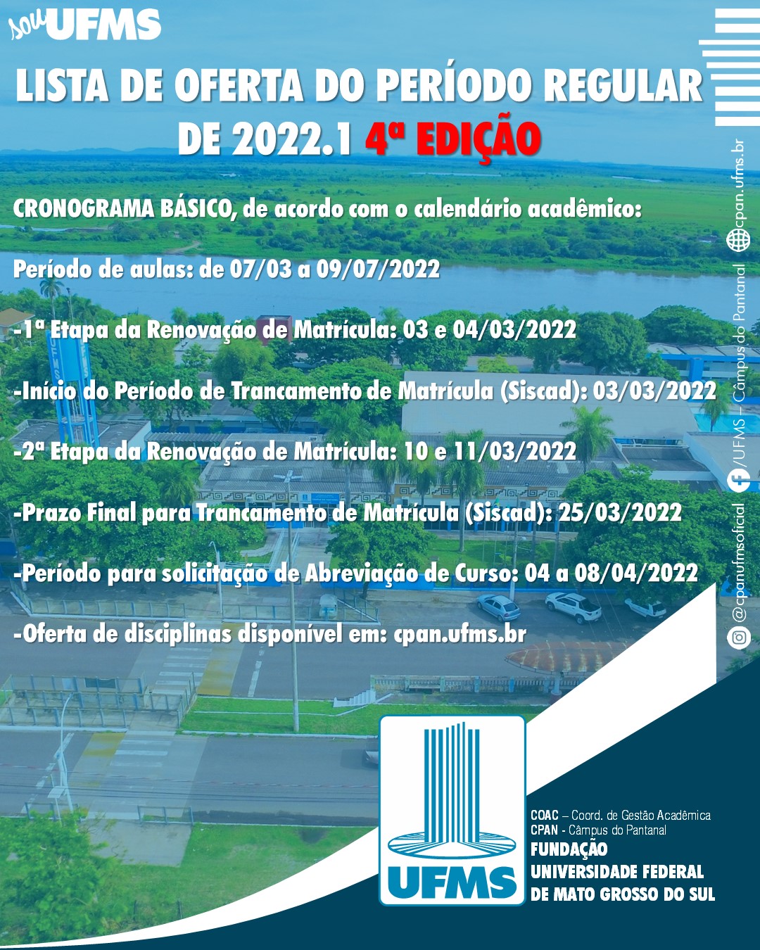 » Lista de Oferta – Período Regular – 2022/1º Semestre – 6ª Edição